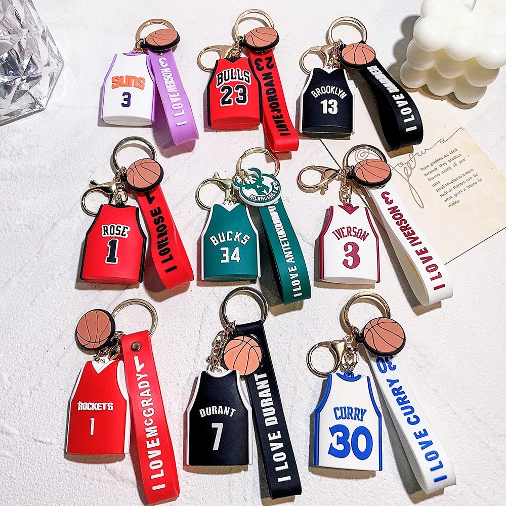Basketball Star Player Kobe James Jersey Cartoon Keychain Backpack ...