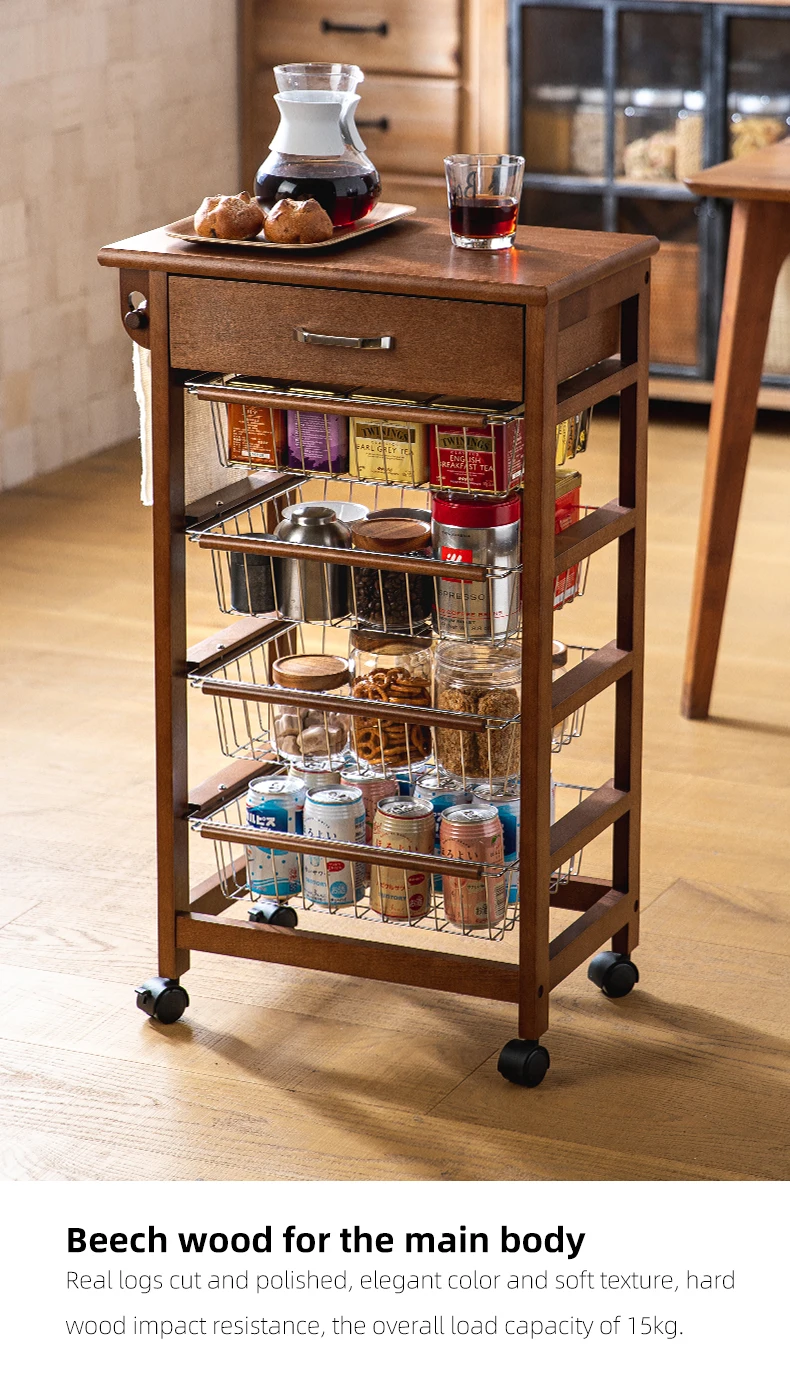 SHIMOYAMA 5-Tier Kitchen Island Cart - Eco-Friendly Storage