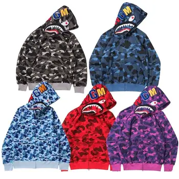 High Quality Wholesale Full Zip Up Bapes Shark Hoodie Cotton Polyester ...