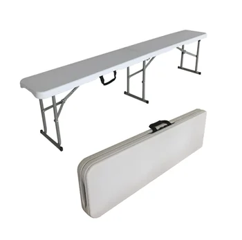 6ft White Plastic Fold In Half Bench Outdoor Garden Portable Benches ...