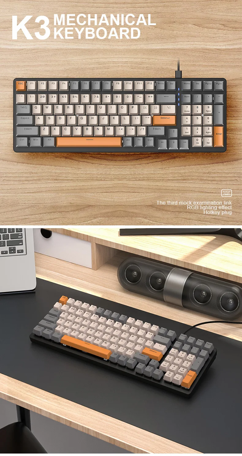 K3 Mechanical Keyboard - 980 Game 100-Key Customized Hot-Swap Shaft