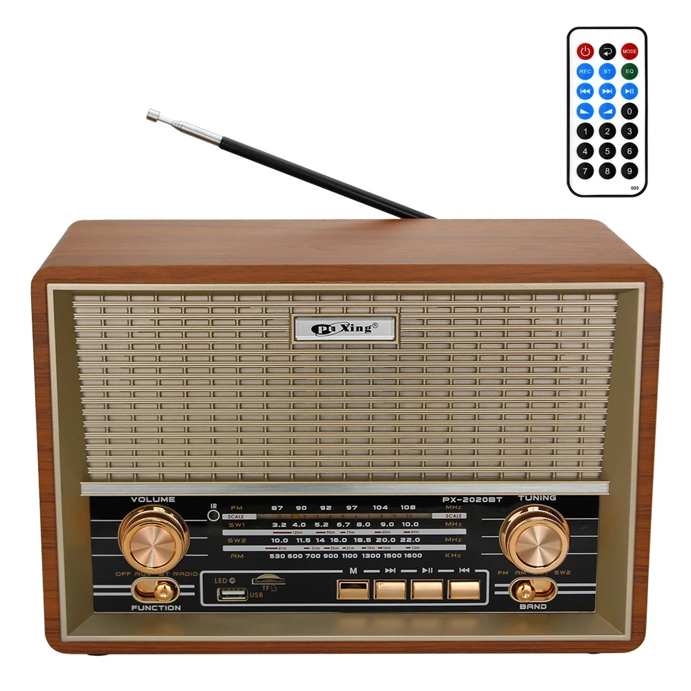 Wooden Old Style Desktop Radio Speaker Wireless Px-2020bt Powerfull ...