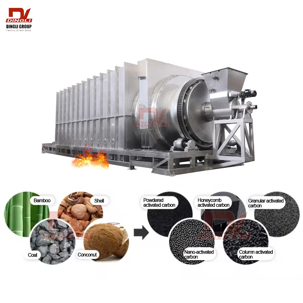 Natural wood biochar carbonization furnace Machine for Making Wood Log ...