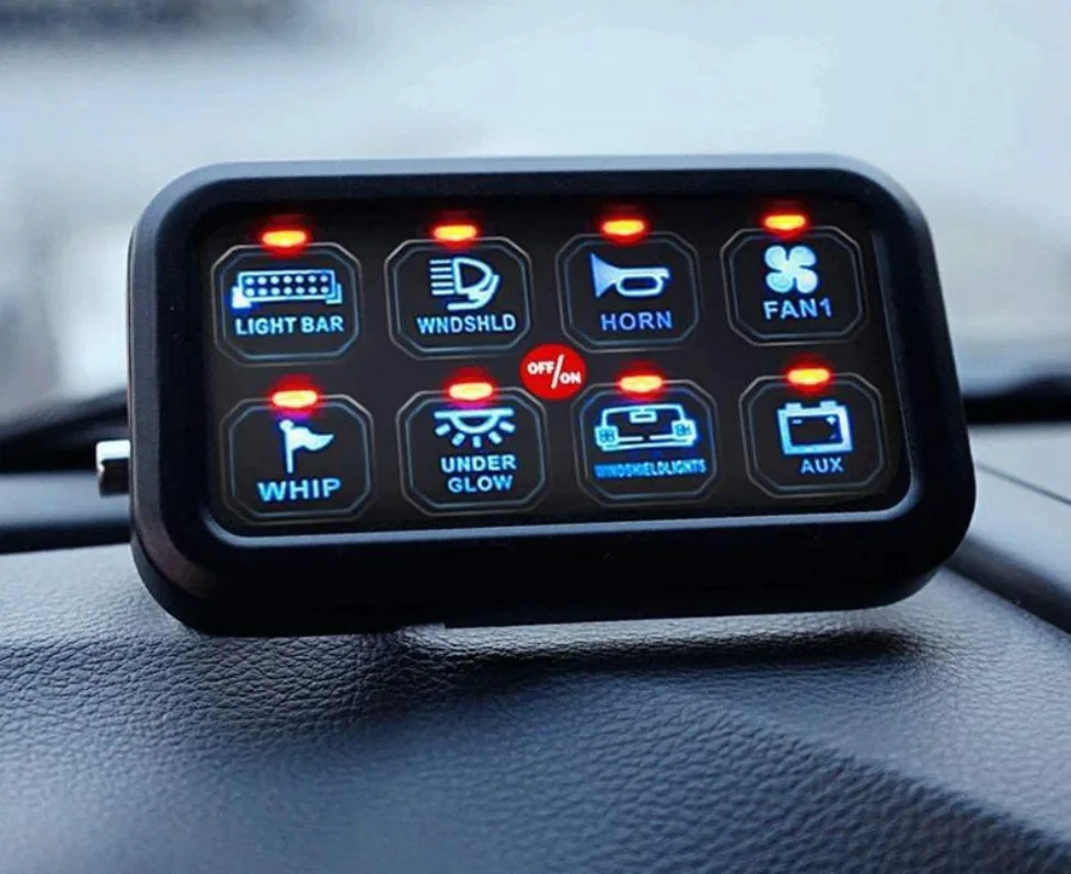 Universal 8 Gang Car Light Switch Panel with LED Touch Control