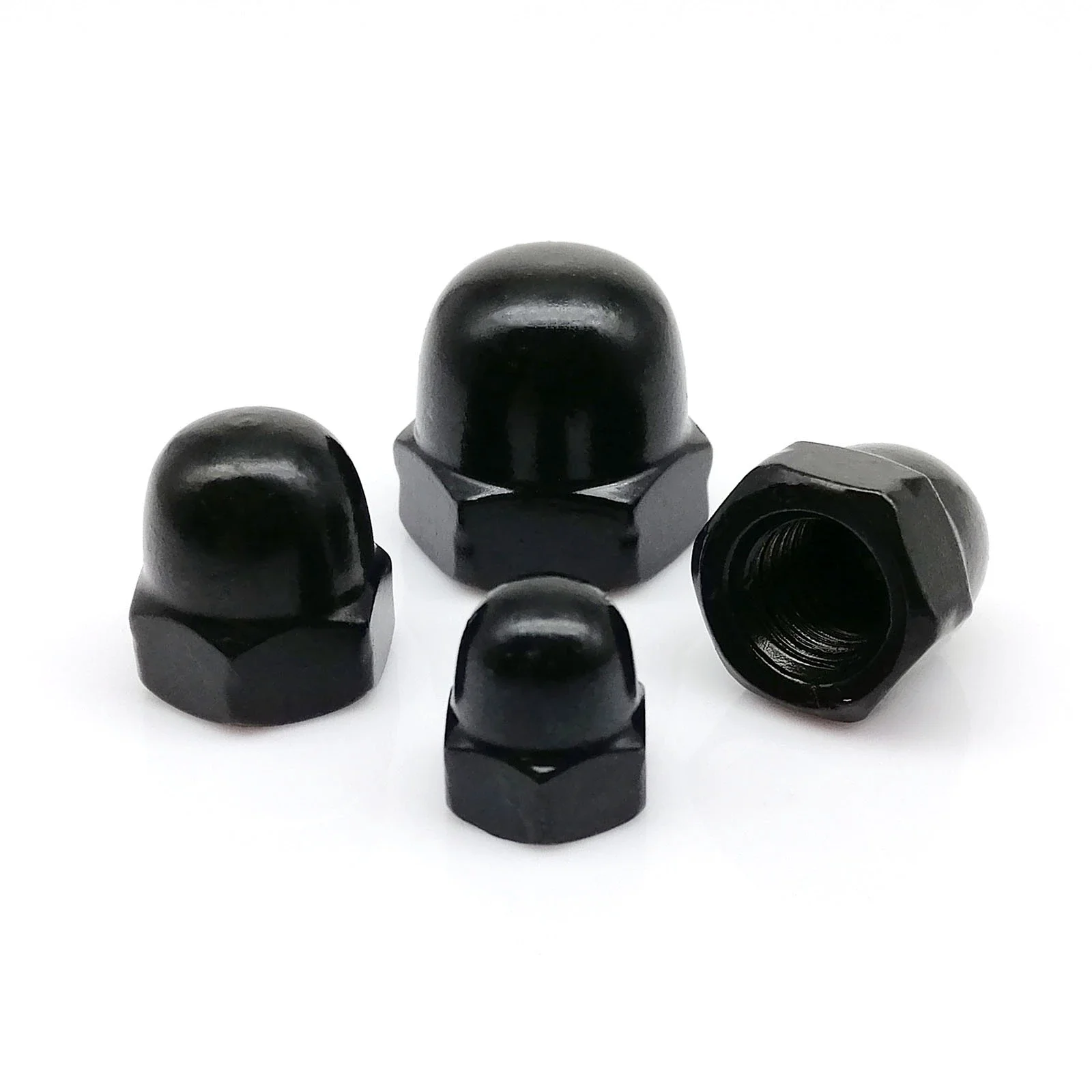 DIN1587 Hexagon Domed Cap Nuts - Black Nylon Decorative