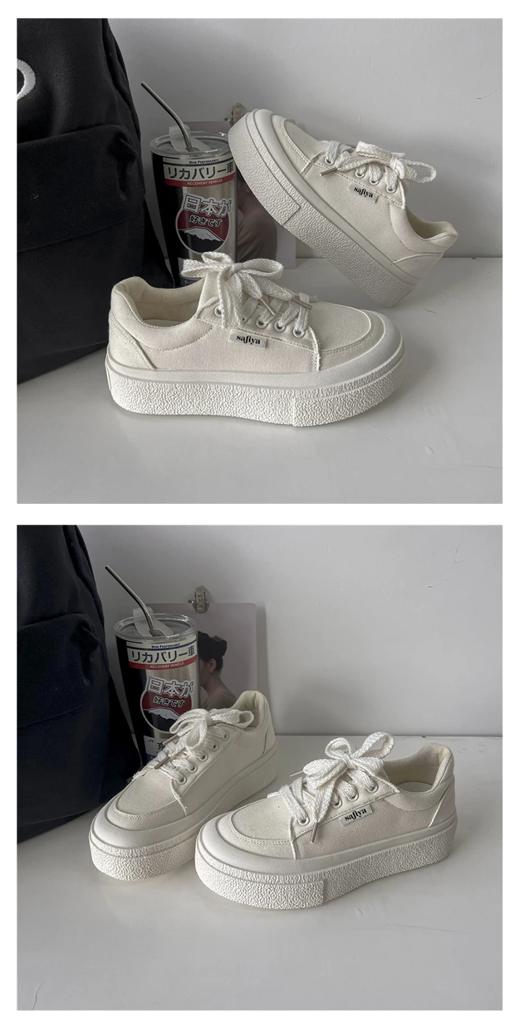 Ladies Fashion Platform Flat Canvas Mesh Fabric Footwear Lace up ...