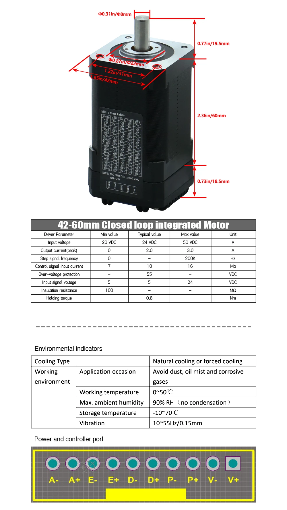 Nema17 Closed Loop Stepper Motor Integrated 42-40mm Nema 17 0.45Nm Nema 17 Closed Loop Stepper ...