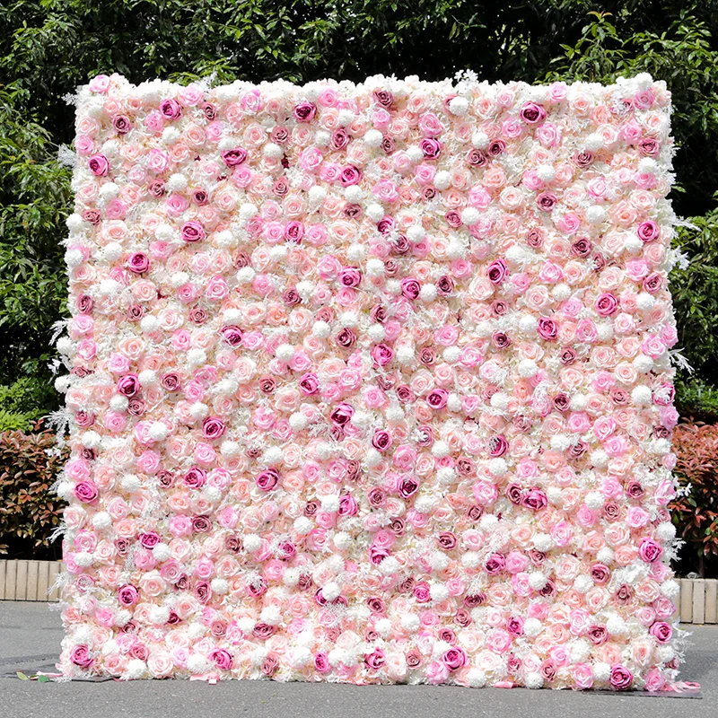 Lfb1831-pink Flower Wall Backdrop 8ft X 8ft 5d Cloth Flowerwall Wedding ...