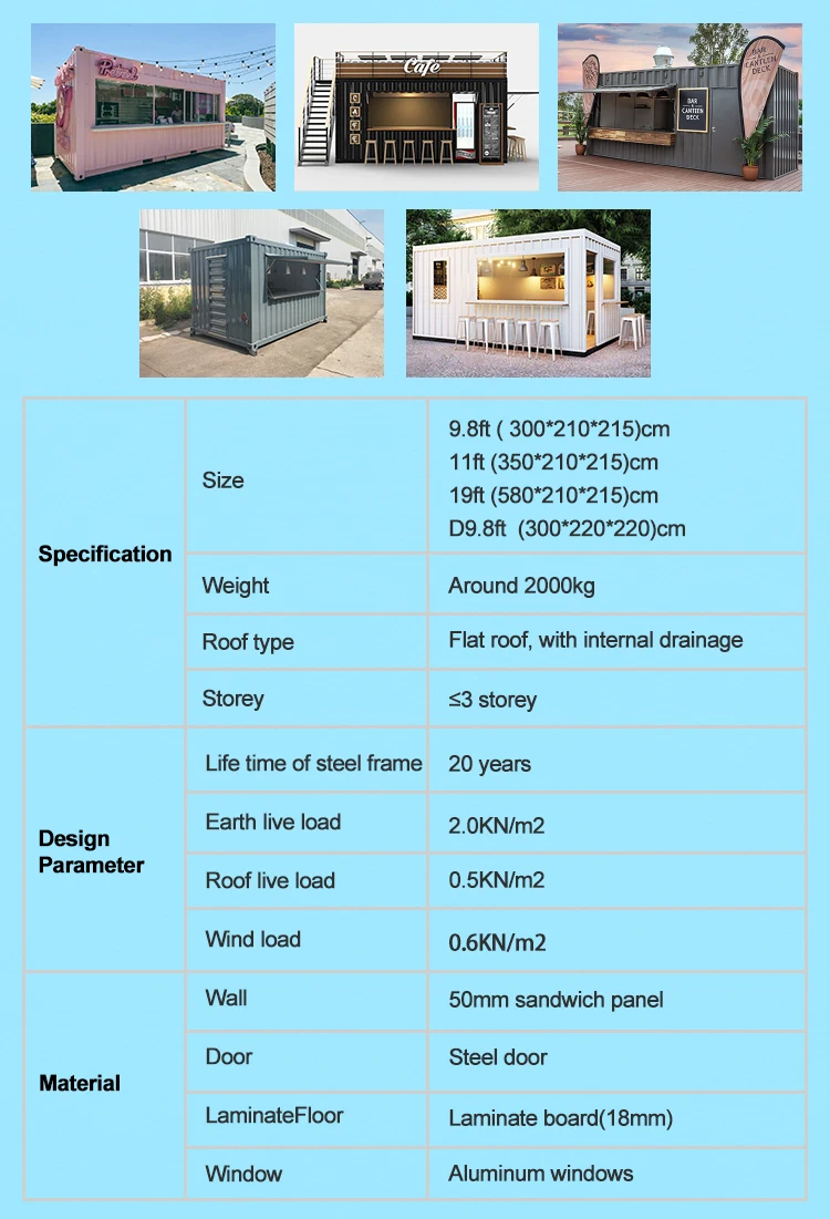20ft Kitchen Cafe Container Coffee Shop - Low Cost Prefab