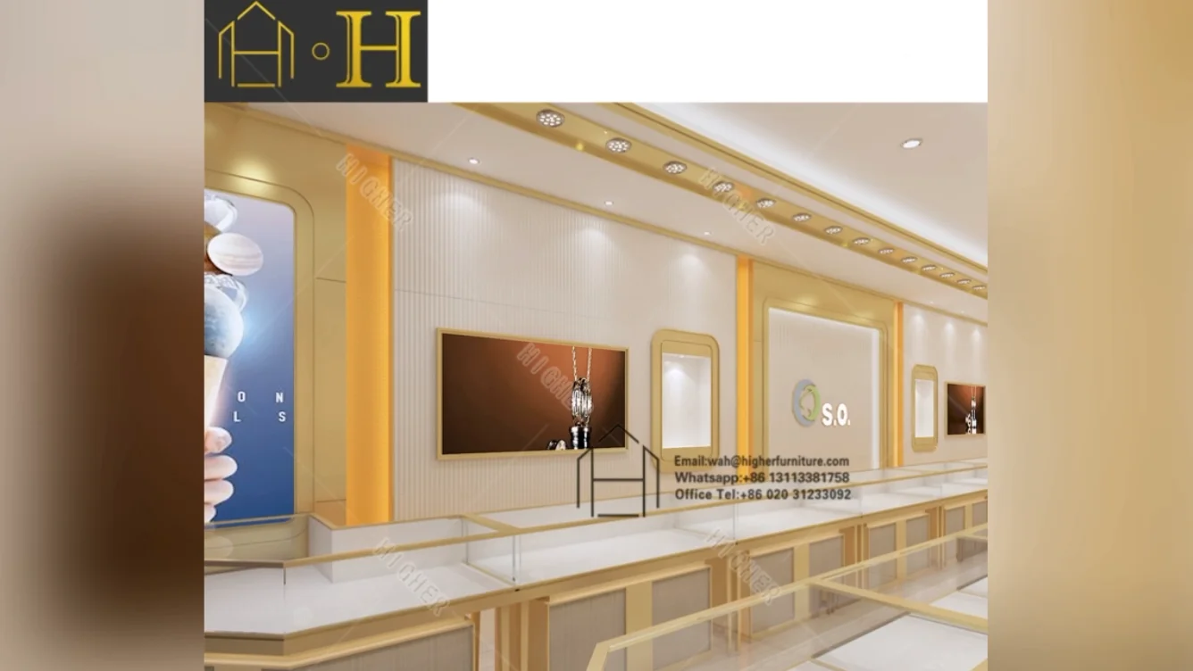 Gold Shop Interior Design Shelves For Jewelry Store Counter Display ...