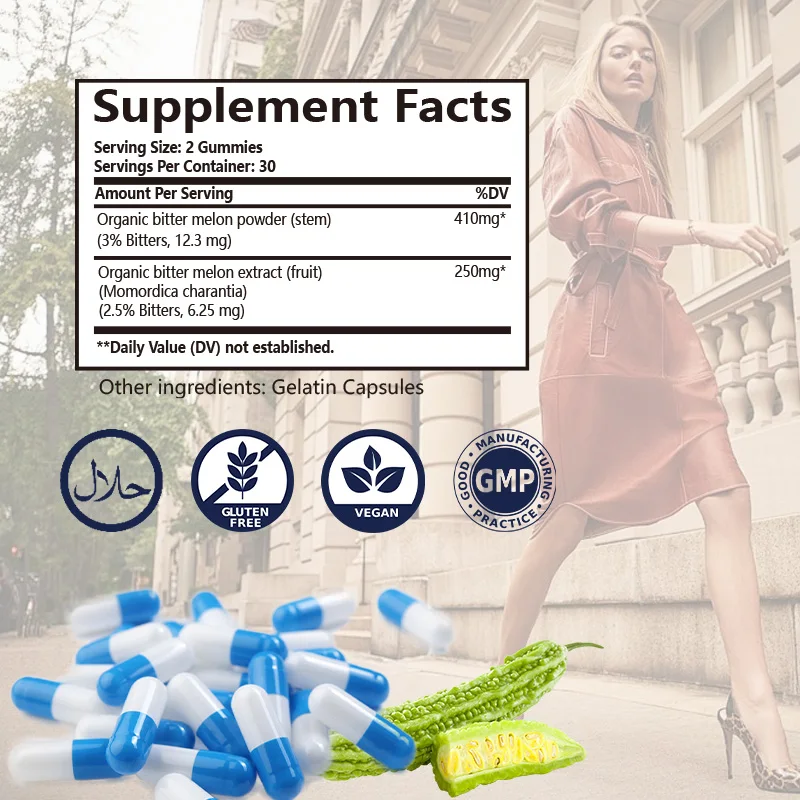 OEM ODM GMP No Fibers 410mg Bitter Melon Powder Capsules Natural Plant ...