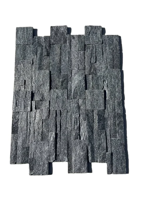 Exterior Wall Stone Cladding Quartz Natural Black Stacked Culture For ...