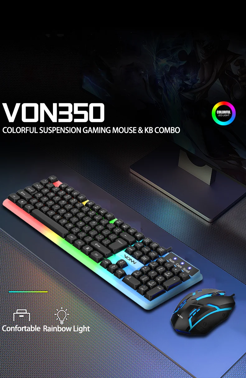 RGB Wired Keyboard and Mouse Kit - VON350 Gaming Combo