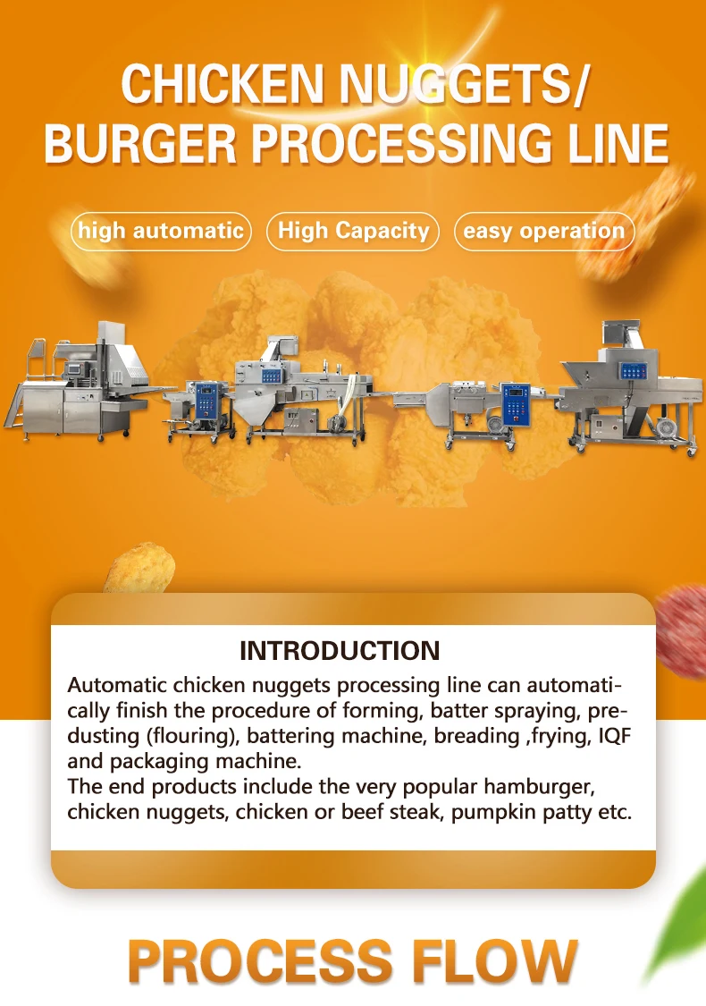 Tca Automatic Bread Hamburger Chicken Nuggets Production Line Potato Hash Brown Processing ...