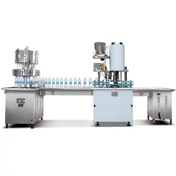 12 Heads Rotary Liquid Water Filling Capping Machine Filling Line With 4m Conveyor Belt And High ...