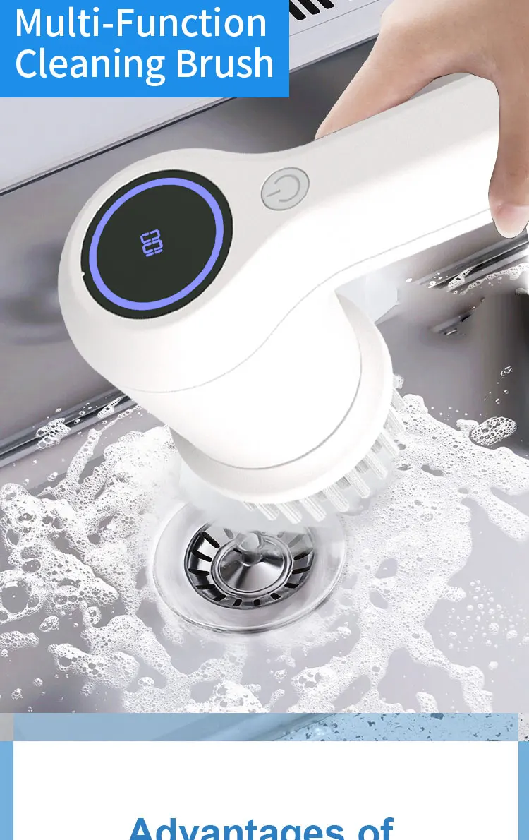 Electric Rotary Spin Sink Cleaner With Handle Cordless Magic Clean Bath ...