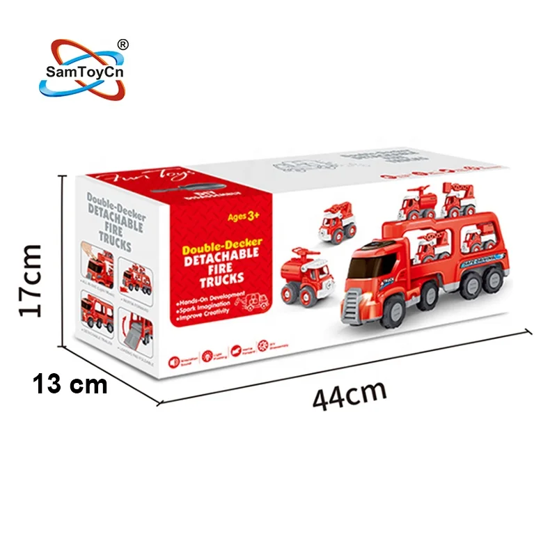 Samtoy Plastic Electric Mini Fire Truck Toy Vehicle Diy Assembled ...