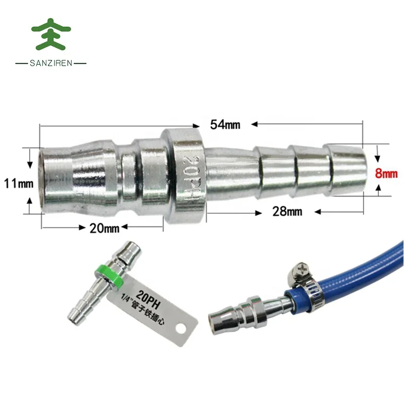 20ph Long Tail Quick Connector 8mm Hose Metal Pneumatic Joint Insert ...