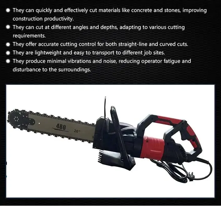 220V Electric Chain Saw - Low Maintenance Concrete Cutting Machine