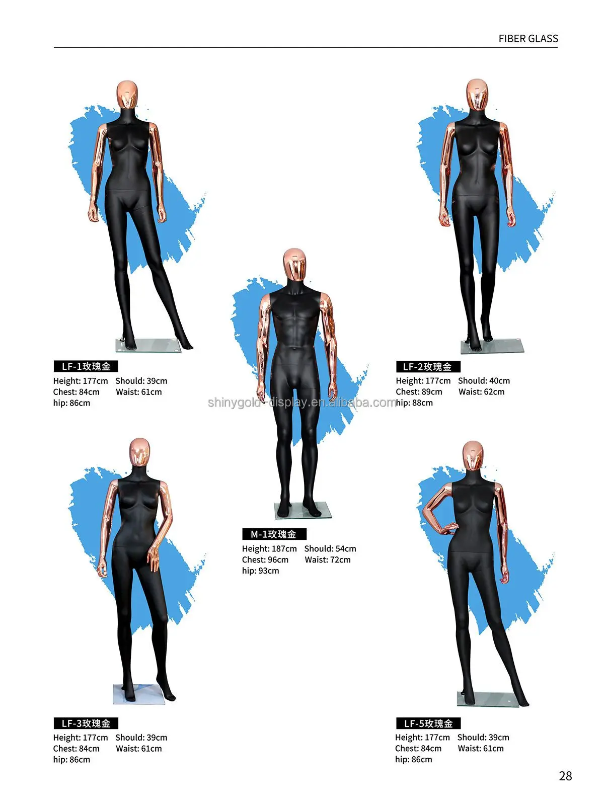 Boutique Window Lady Female Mannequins Gold Black Fiberglass Full-Body ...