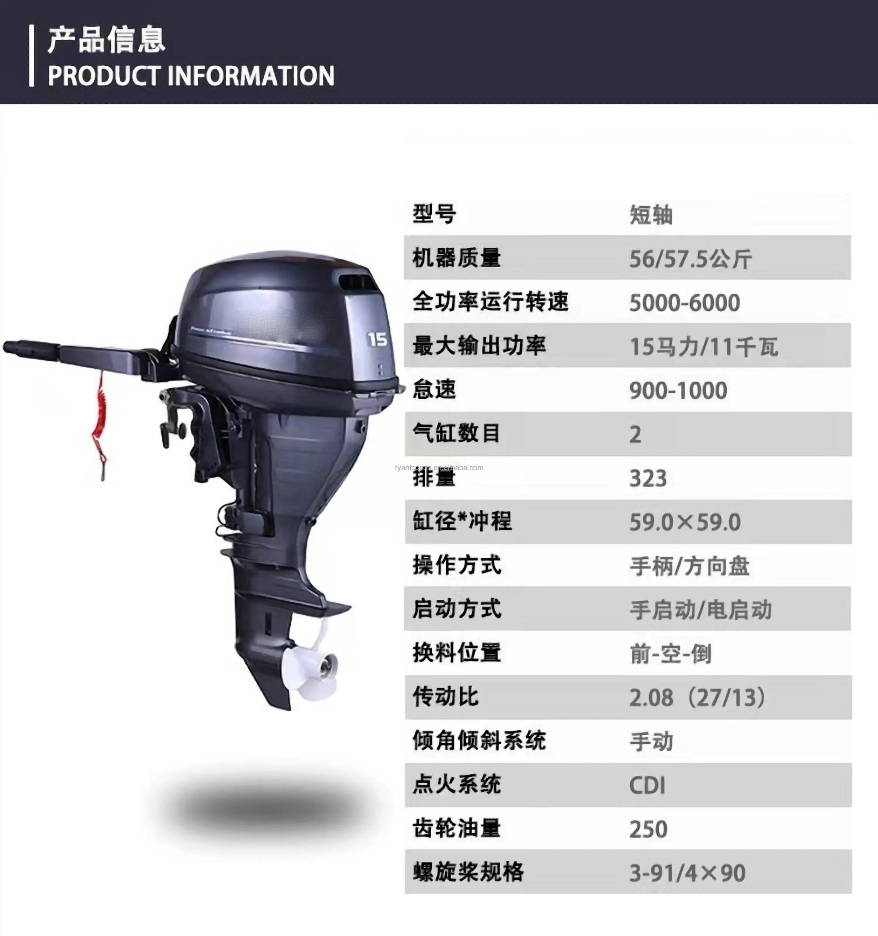 15HP 4-Stroke Gasoline Outboard Motor for Boats - OEM | Wholesale