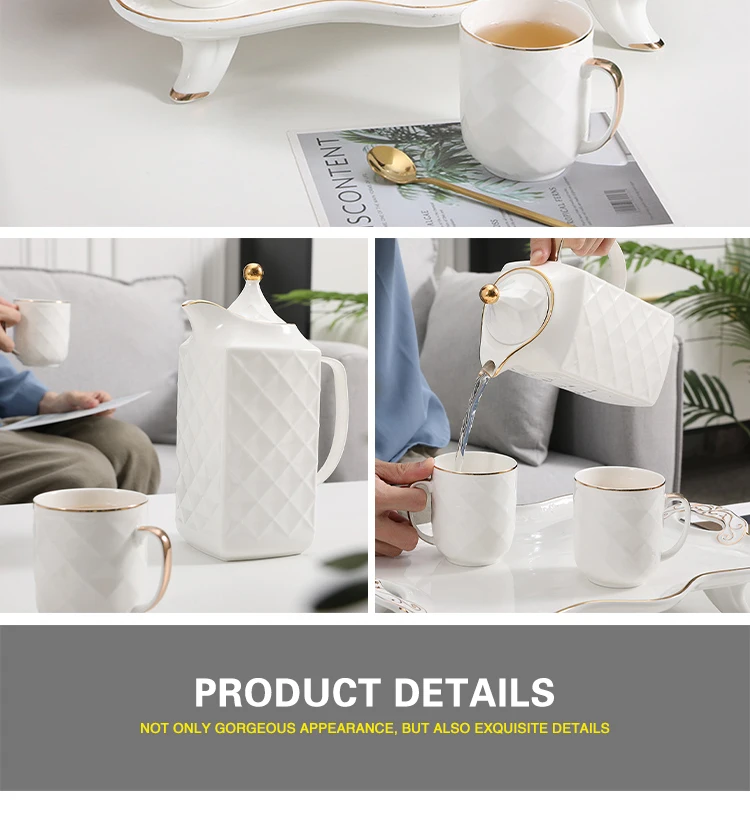 Exquisite Gold White Design Gift Wedding Coffee Cup Sets