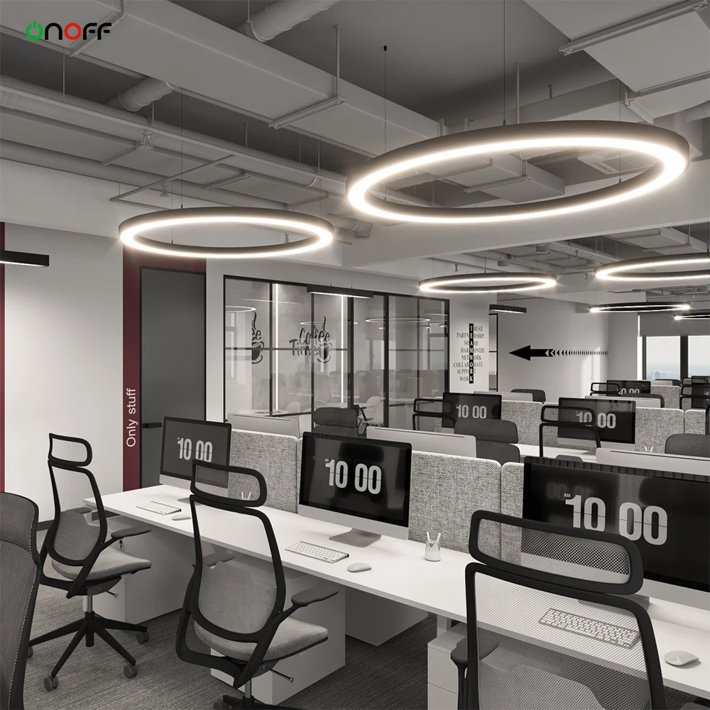 Office circle ring linear lighting fixtures aluminum led circular ...