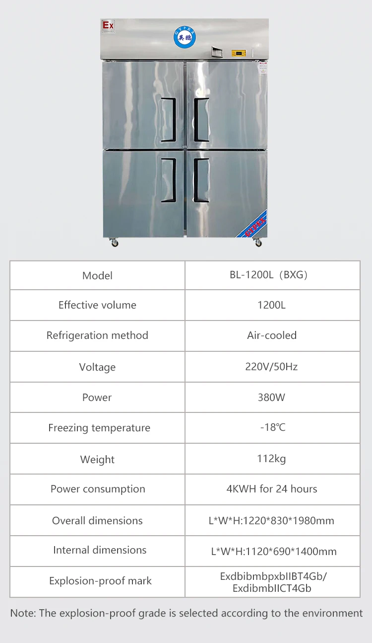 ATEX Stainless Steel Explosion-proof Refrigerator Suitable for Storage ...
