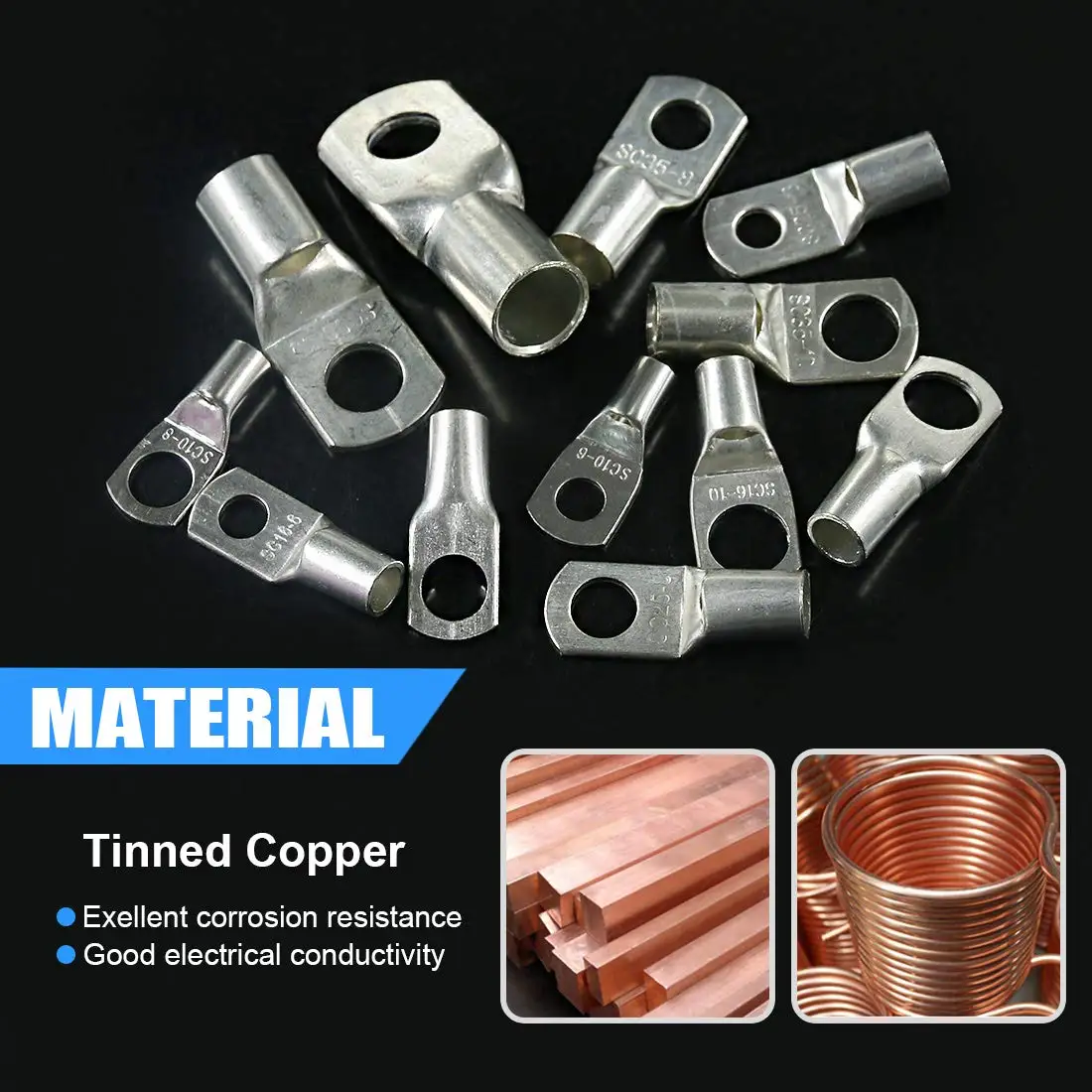 Eyelets Tubular Ring Electrical Terminals Cold Battery Cable Ends ...