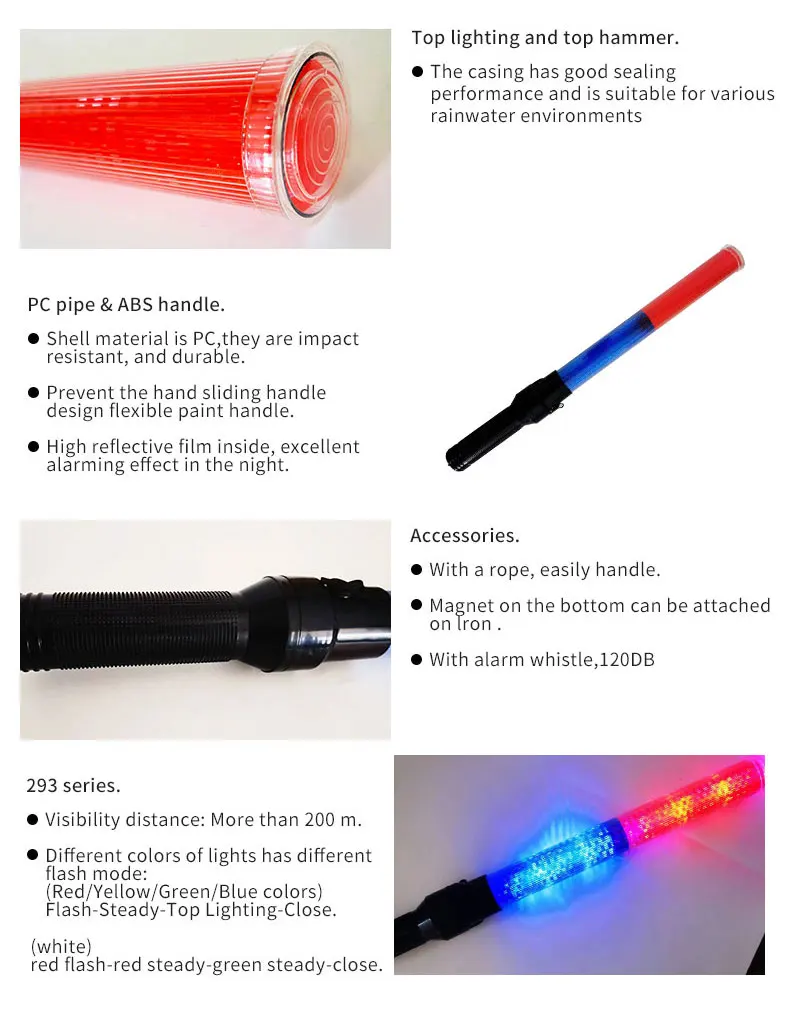 High Quality LED Rechargeable Traffic Light Baton by Longjukeji