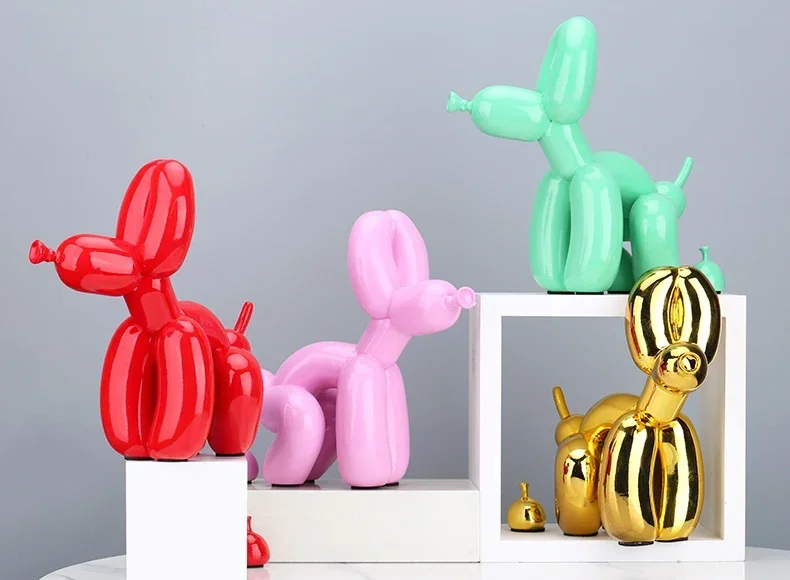 European Resin Statue Gold Plated Poop Balloon Dog Decor Living Room ...
