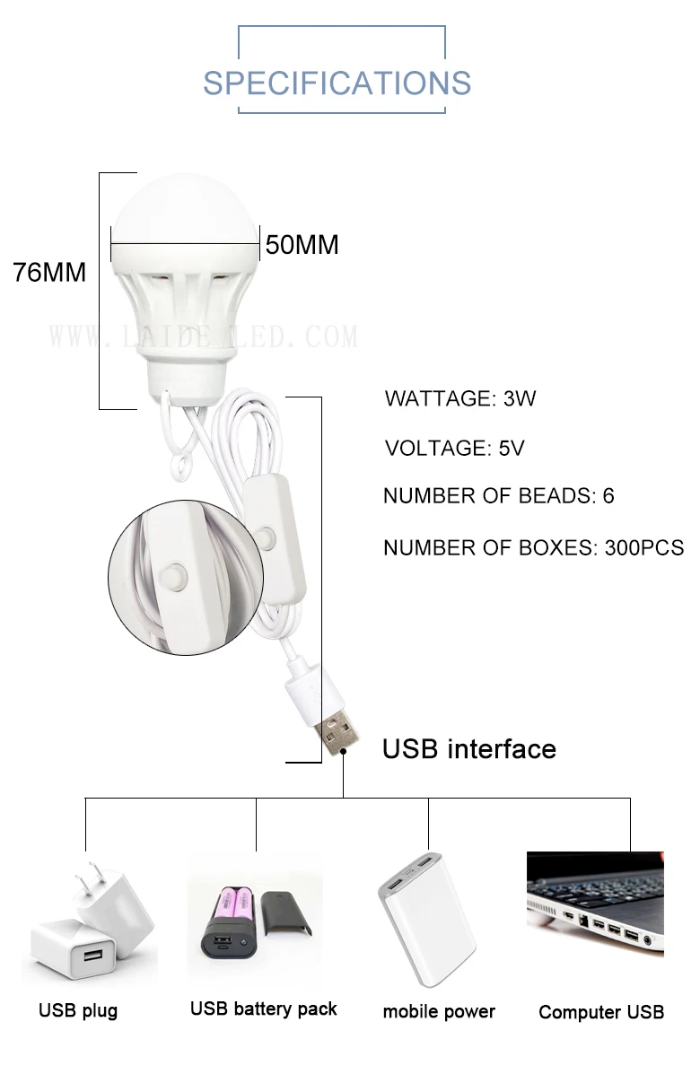 Outdoor Dc5v Usb Bulb Hanging Lamp Led Bulb With Switch 3w Led Light Bulb For Adapter Power Bank ...