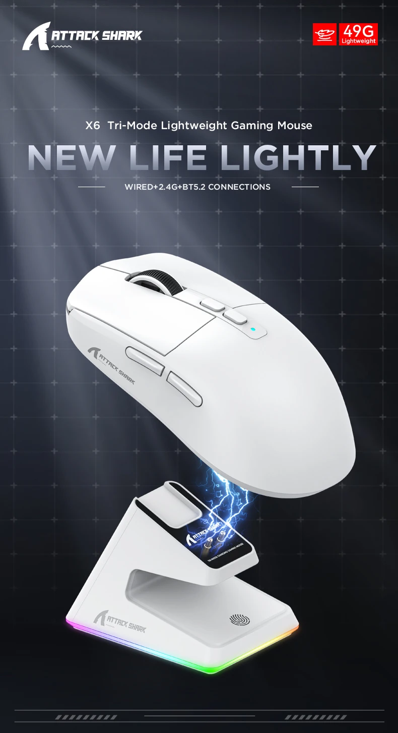 Attack Shark X6 Mouse - Lightweight E-Sports Wireless Gaming Mouse