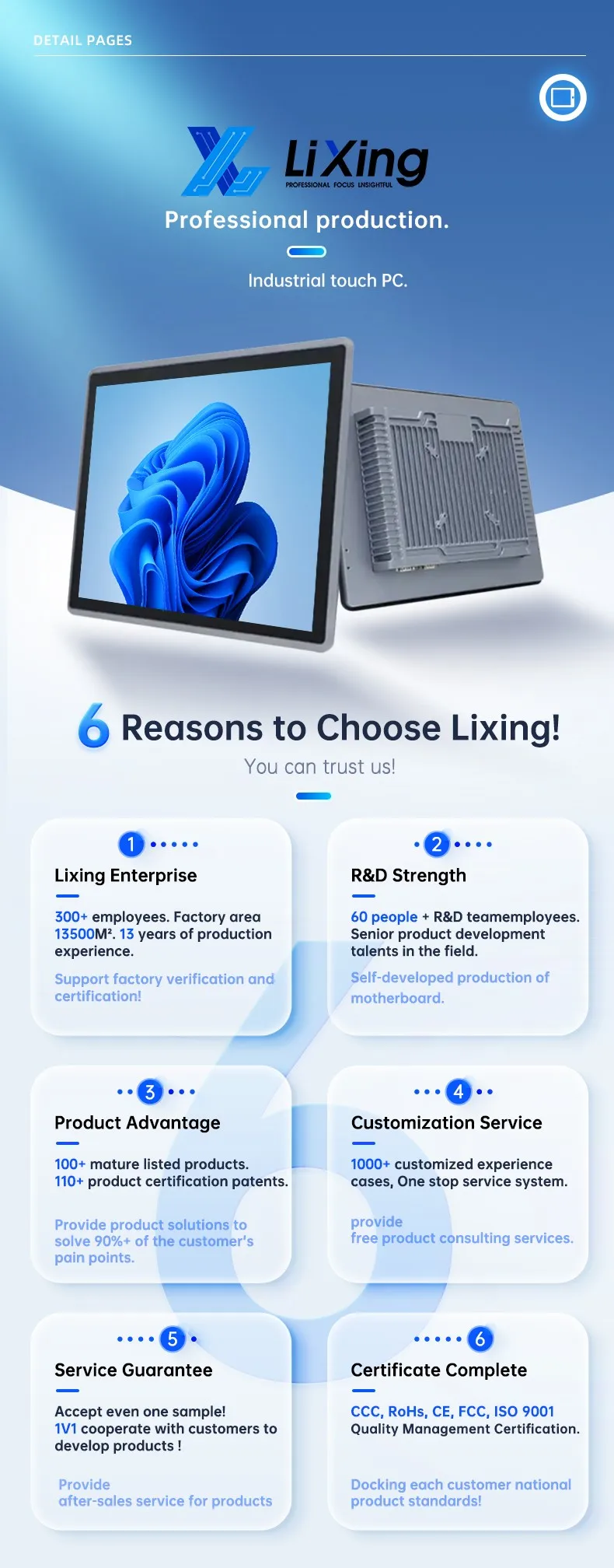 15 21.5 Inch I5 8g+128g 4k Customized Capacitive Industrial Touch ...