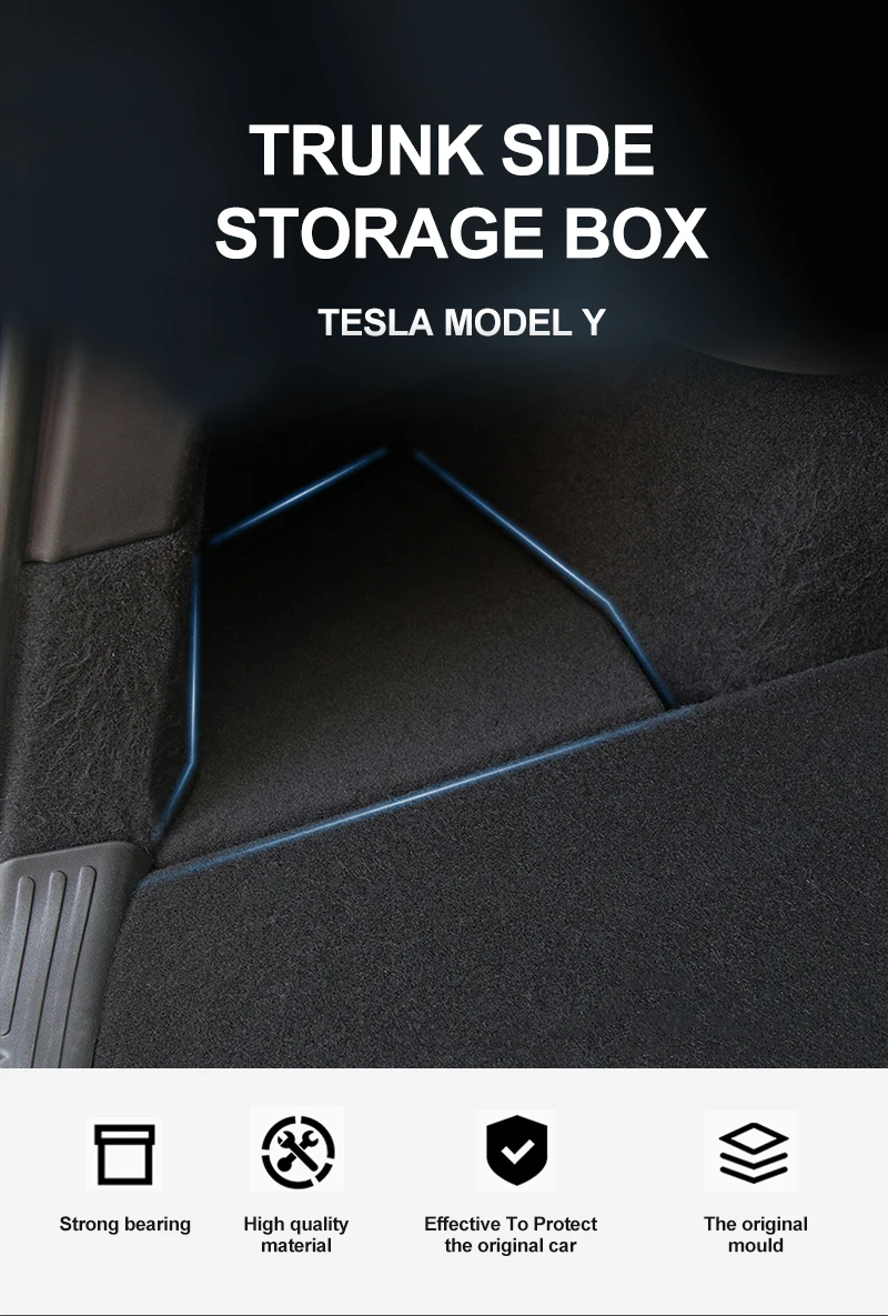 For 2022 2023 Tesla Model Y Trunk Storage Bins Side Storage Box With ...