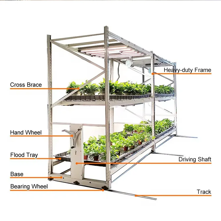 Modern Metal Mobile Vertical Farming Racks with 6-Tier Storage for ...