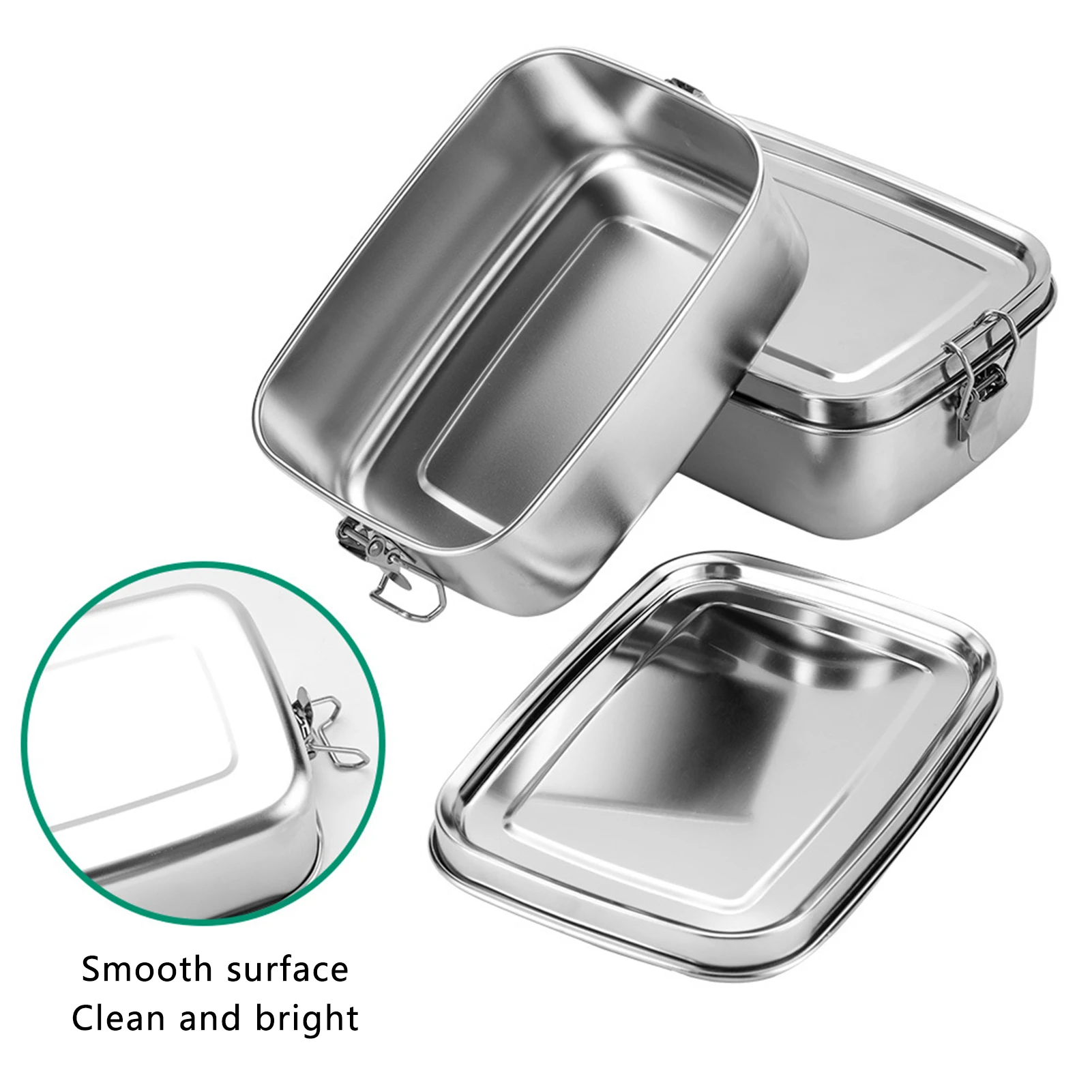 Rectangle Removable Divider Food Container - Stainless Steel
