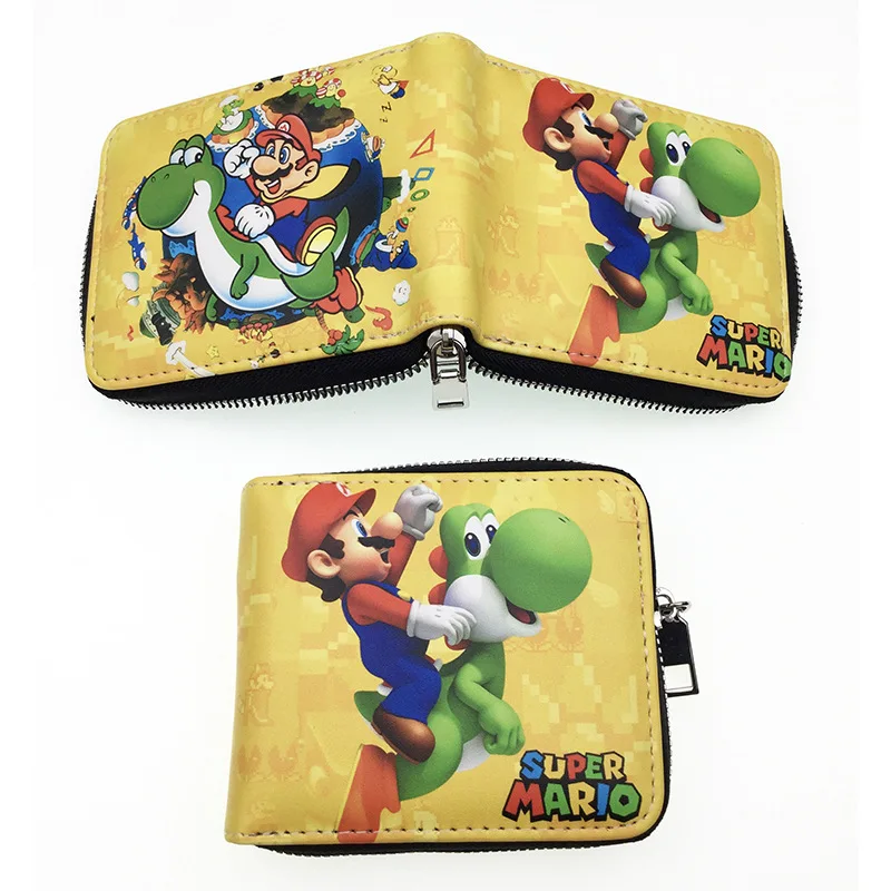 Cartoon Cute Anime Mario Luigi Yoshi Peach Coin Purse With Zipper ...