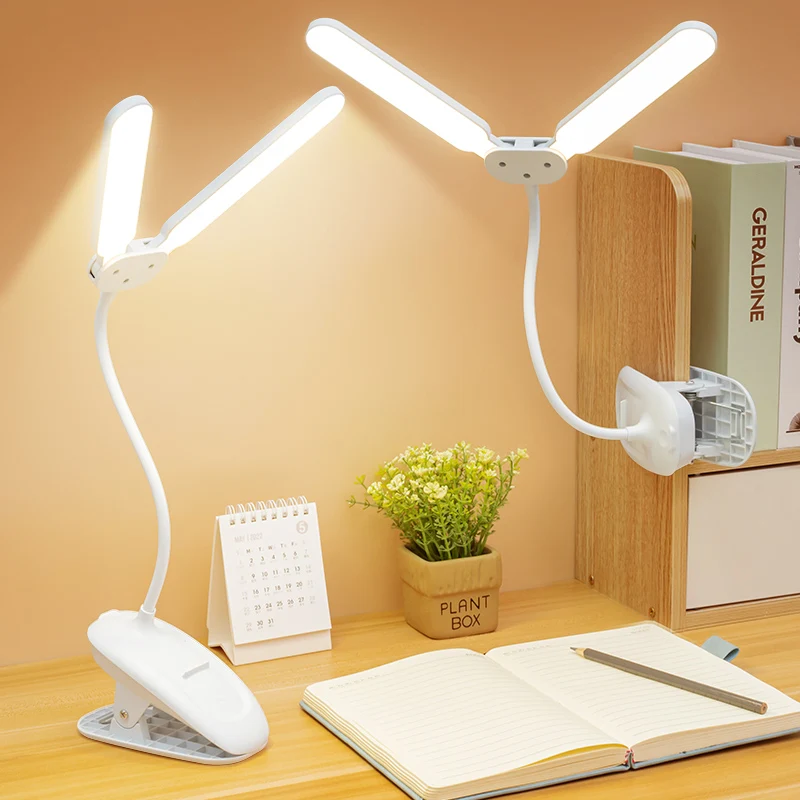 Flexible Neck Clamp Lamp - USB Rechargeable Desk Light