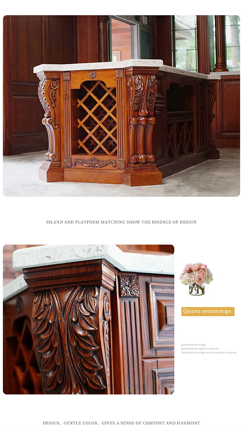 Customized Solid Wood Kitchen Cabinets - European Style