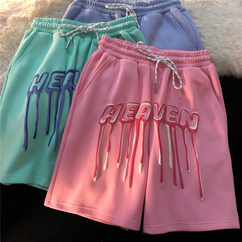 Custom Vintage 100% Cotton Shorts Men Sweat 3d Screen Foam Puff Print ...