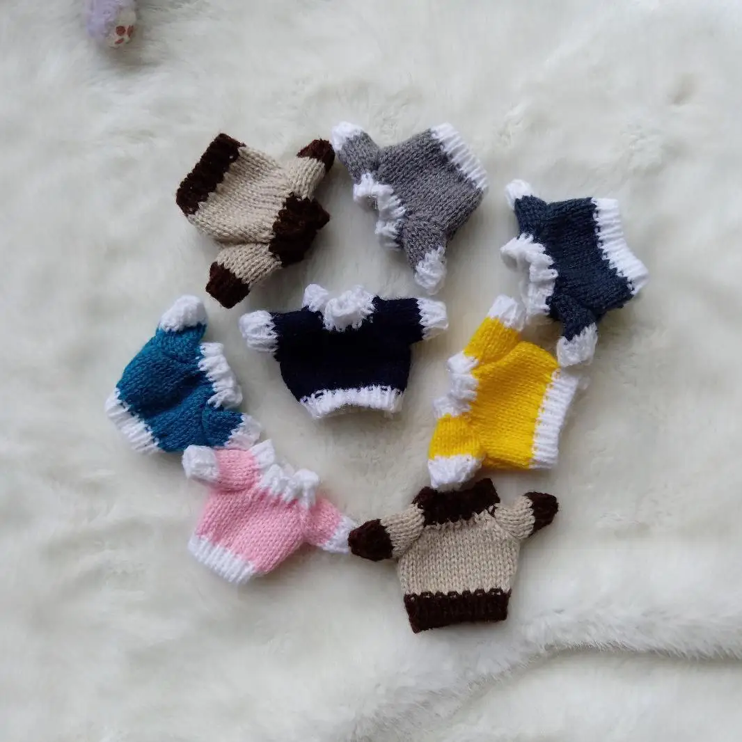 Mini 14cm Labubu Jelly Clothes Cute Knitted Sweater Cotton Doll Hat and ...