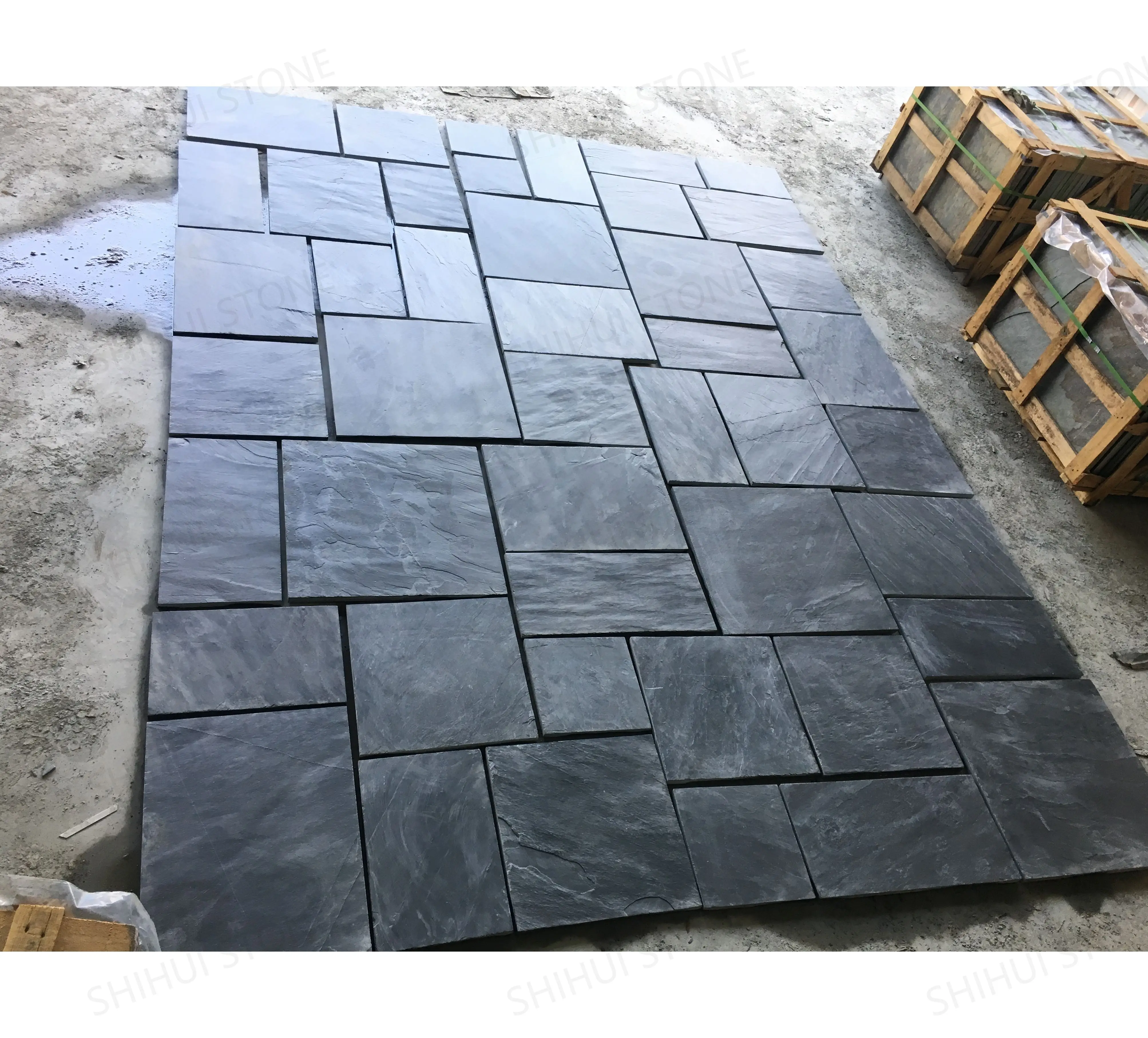 SHIHUI Jiangxi Black Slate French Pattern Pavers Modern Design Natural ...
