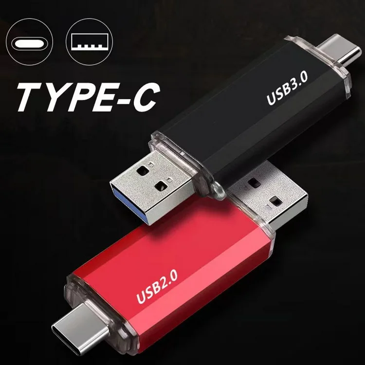 2 in 1 Usb Key Type-C Pen Drive 128gb 64gb 32gb 16gb 8gb Pendrive Metal ...