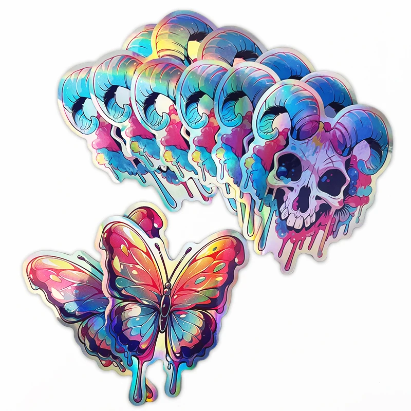 Custom Die Cut Glitter Holographic Logo Sticker Printing