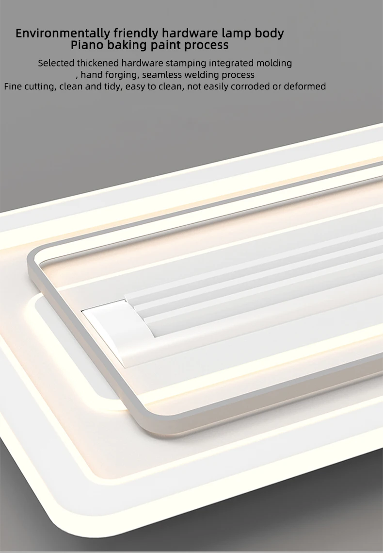 Modern LED Bedroom Bladeless Ceiling Light Dimmable Square Mounted Full ...