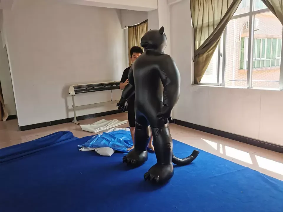 Beile Customized Cartoon Clothing PVC Inflatable Black Tiger Suit for Sale