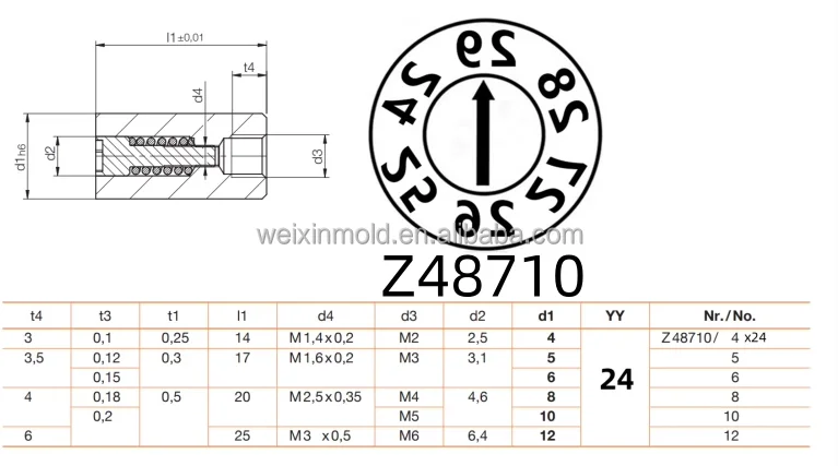 Mold Components 2025 Year and Month Date Code Mark Pin Inserts for ...