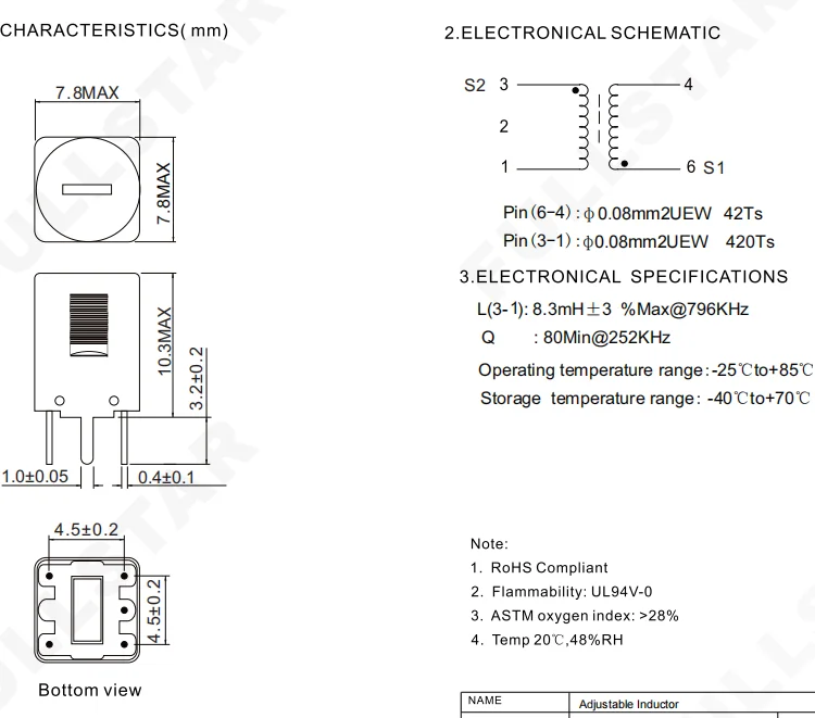 1h Inductor - Adjustable Coil for FM Audio Applications