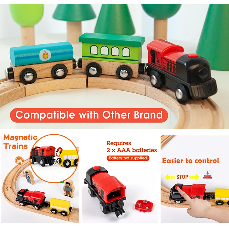 Battery Operated Wooden Train Set for Kids - Fun & Learning